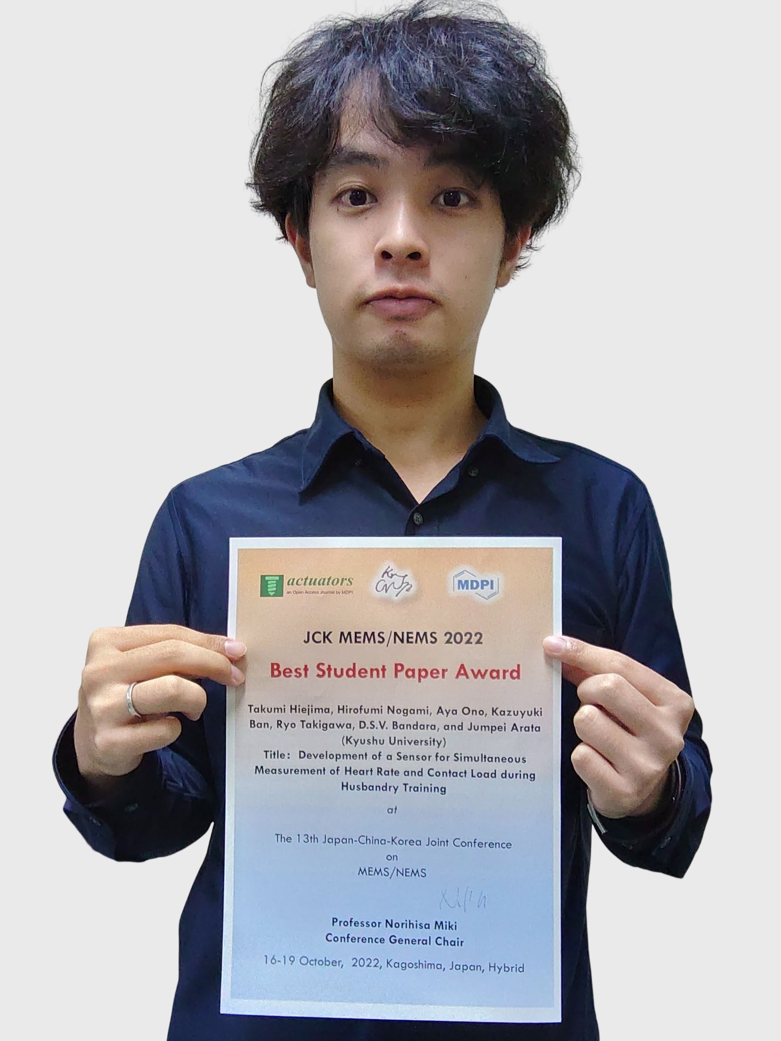 19th October 2022, Our student member Mr. Takumi Hiejima received Best Student Paper Award in ...